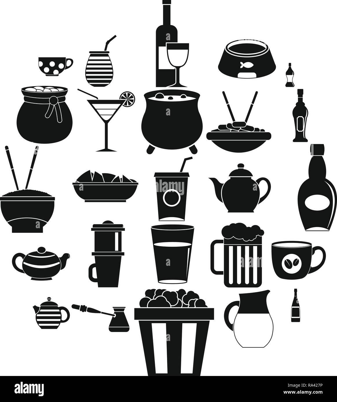 Tableware icons set, simple style Stock Vector Image & Art - Alamy