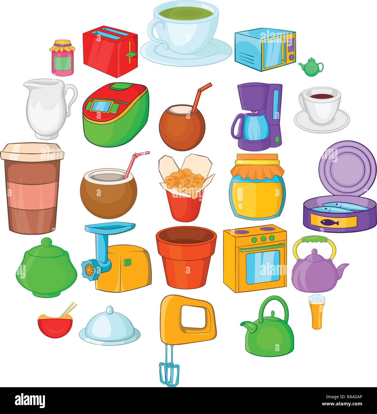 Kitchenware icons set, cartoon style Stock Vector Image & Art - Alamy