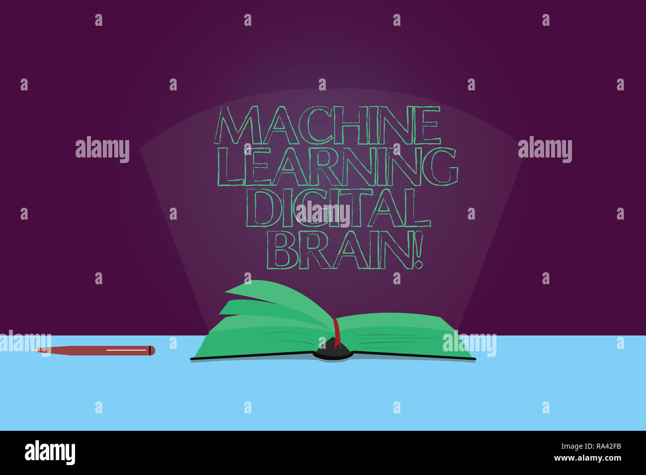Handwriting text Machine Learning Digital Brain. Concept meaning ...