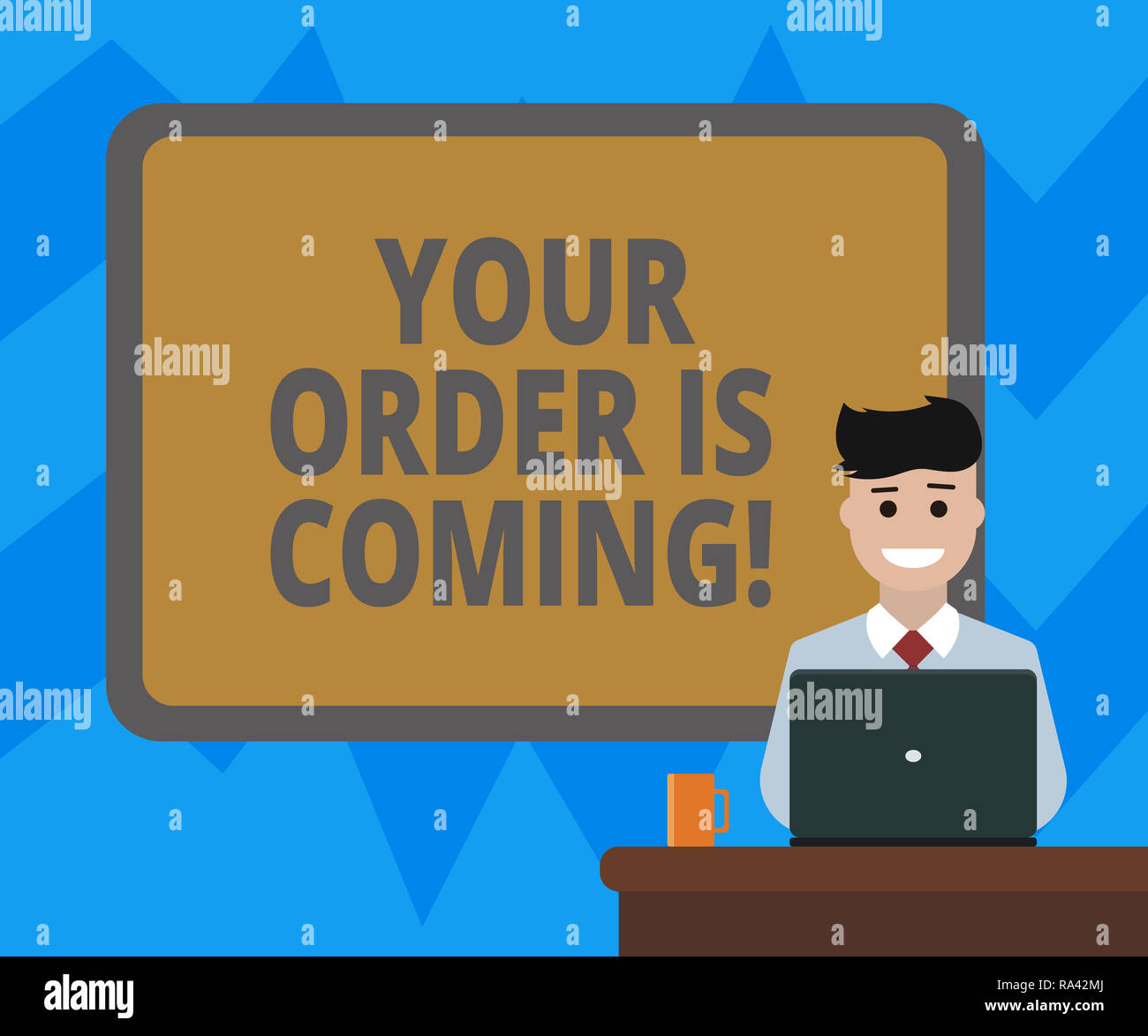 Text sign showing Your Order Is Coming. Conceptual photo Product on the ...