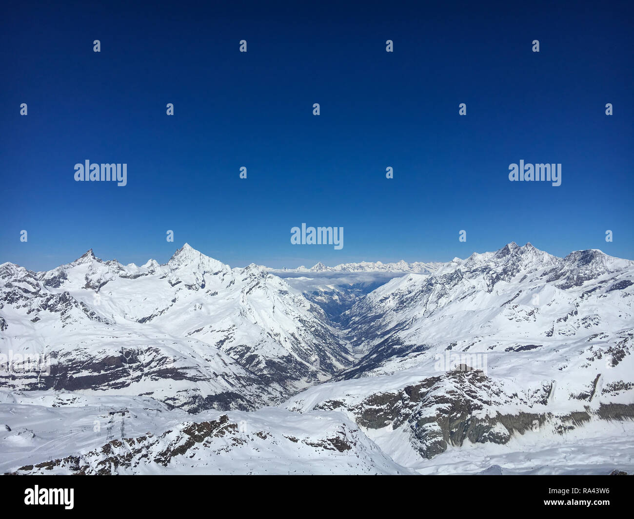 Beautiful view of Matter valley and Zermatt seen from top of Klein ...