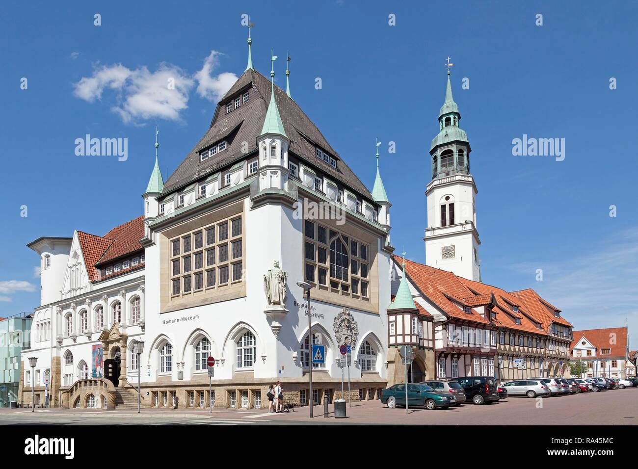 Bomann Museum and St. Mary's Church, Celle, Lower Saxony, Germany Stock ...