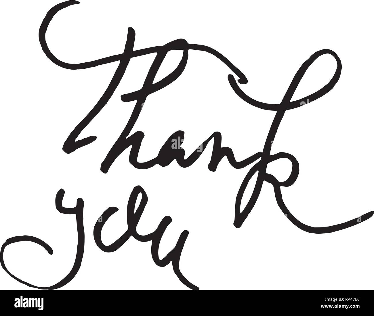 Thank You handwritten ink inscription. Hand drawn pen calligraphy ...