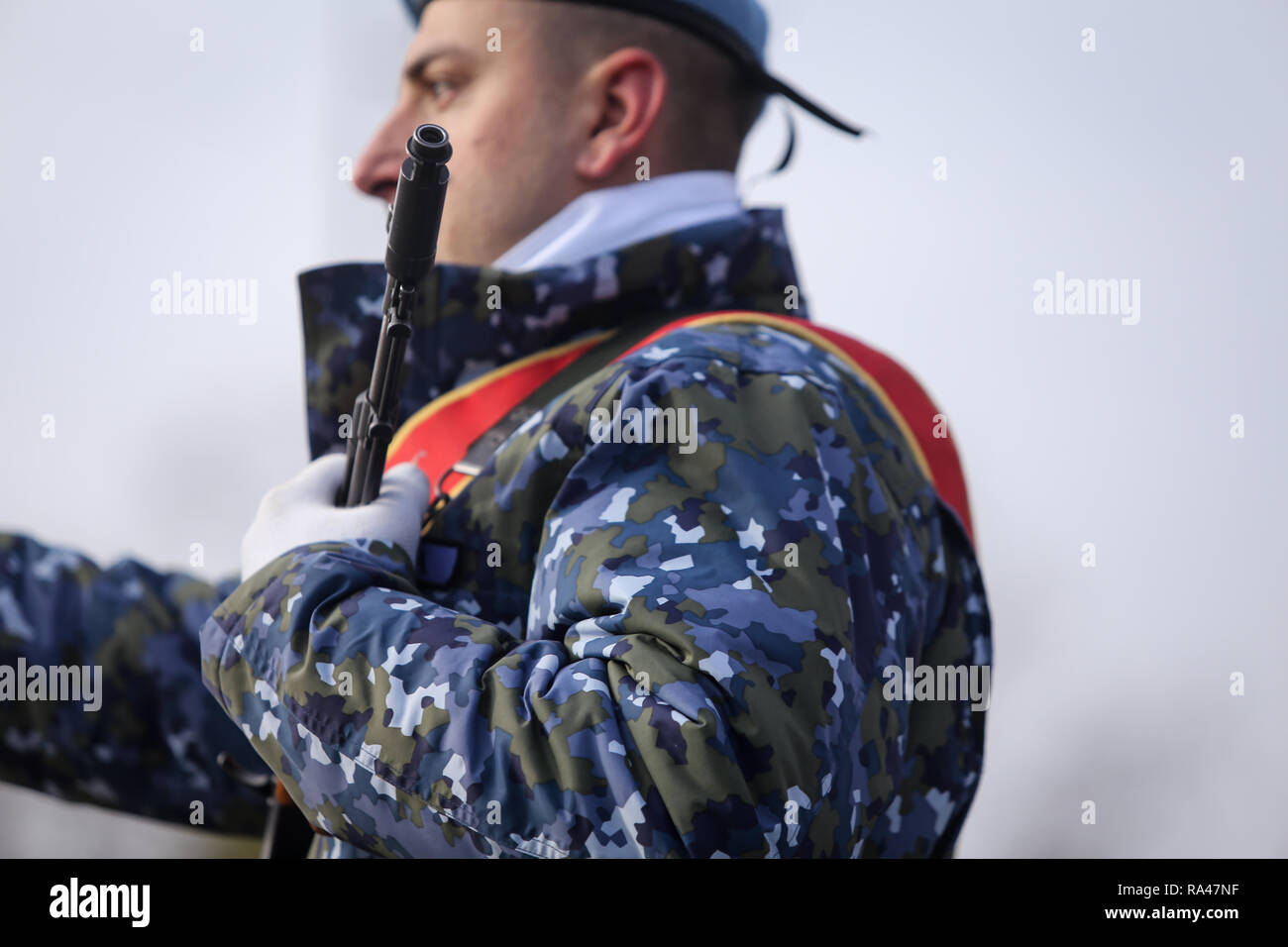Bucharest, Romania - December 1, 2018: Romanian army soldiers, armed ...