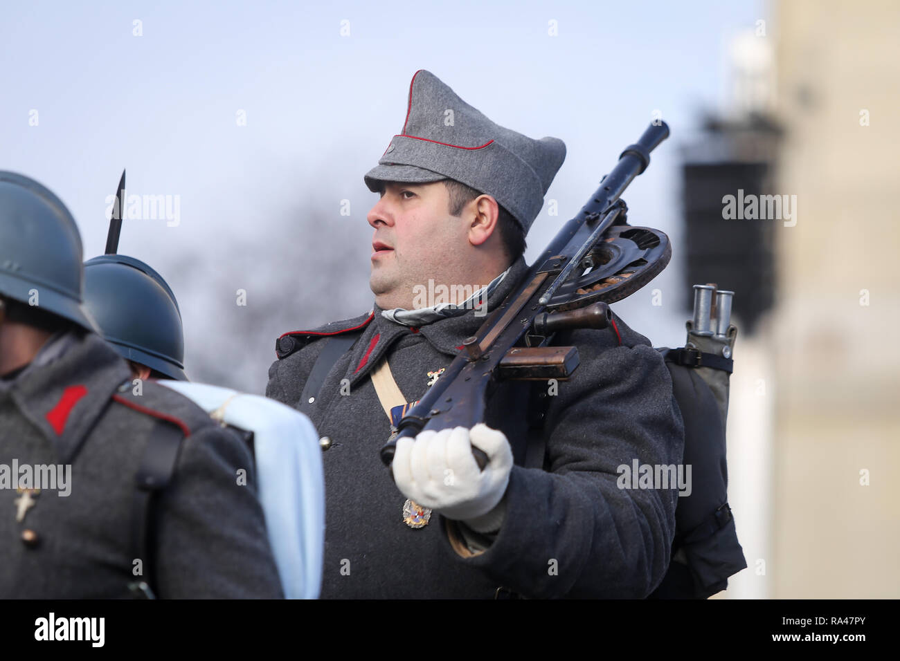 Bucharest, Romania - December 1, 2018: WWI reenactors take part at the ...