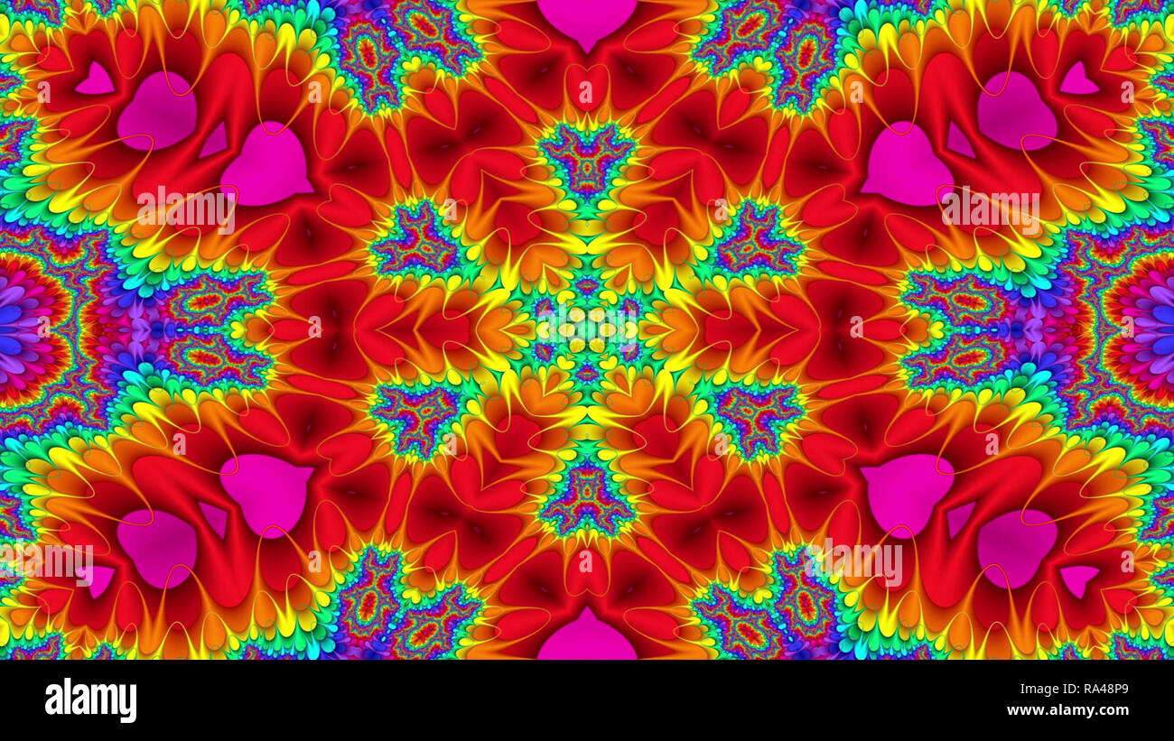 Abstract Colorful Symmetric Pattern Ornamental Decorative Kaleidoscope ...