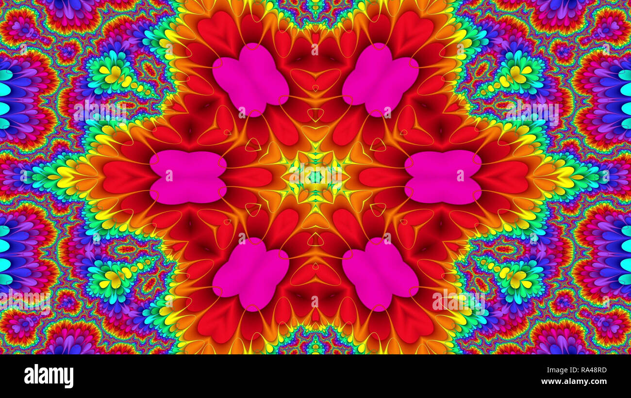 Abstract Colorful Symmetric Pattern Ornamental Decorative Kaleidoscope ...