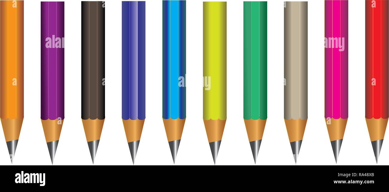 Lead Pencils on Vector background with realistic 3D wooden colorful ...