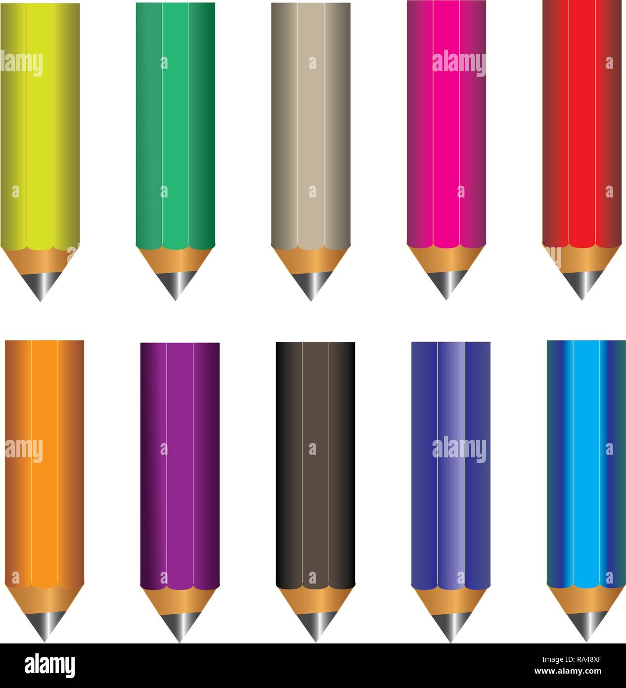 Lead Pencils on Vector background with realistic 3D wooden colorful ...