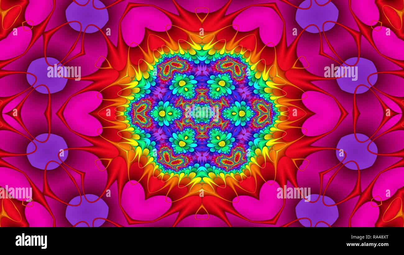 Abstract Colorful Symmetric Pattern Ornamental Decorative Kaleidoscope ...