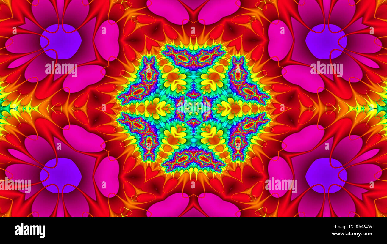 Abstract Colorful Symmetric Pattern Ornamental Decorative Kaleidoscope ...