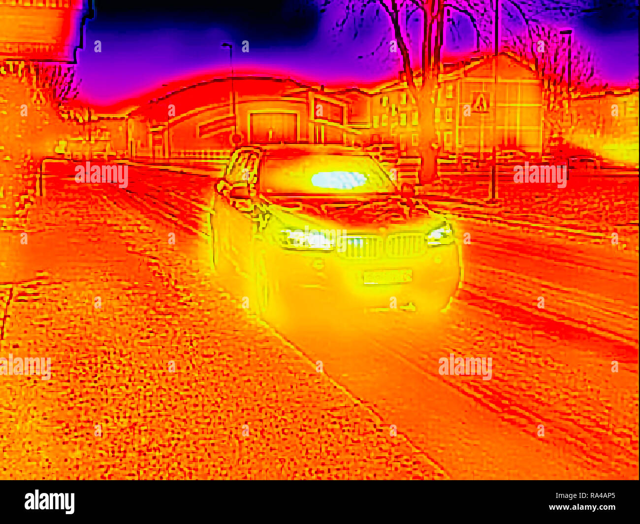 Thermal image of a car with the motor running Stock Photo - Alamy