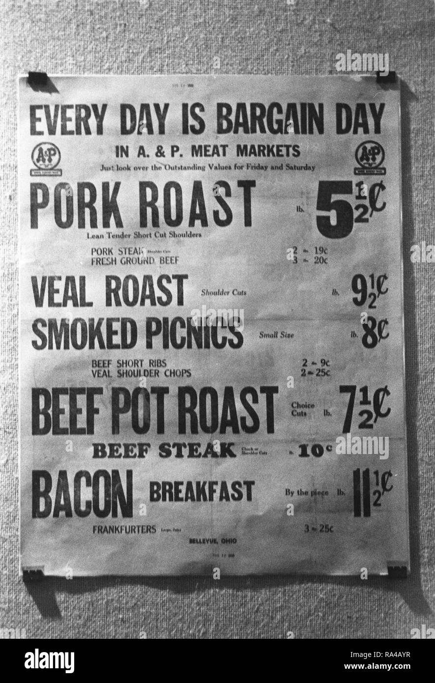 Photograph of Advertisement for A. & P. Meat Markets Stock Photo - Alamy