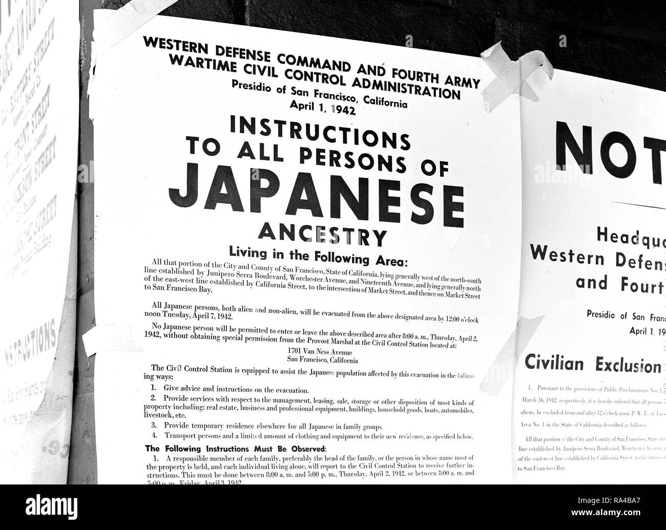 Japanese american internment notice hi-res stock photography and images ...