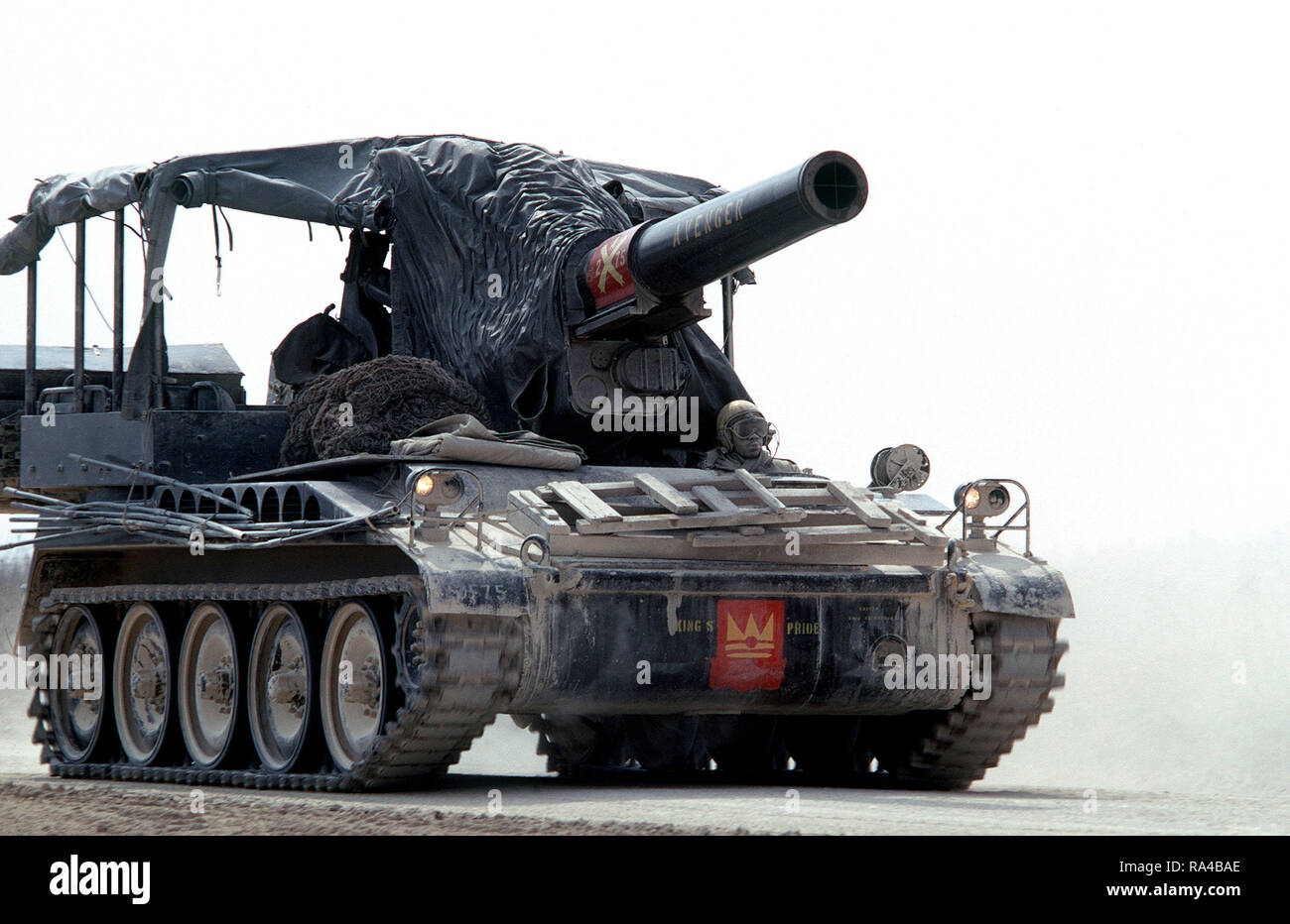 1978 - A right front view of an M110 203 mm self-propelled howitzer ...