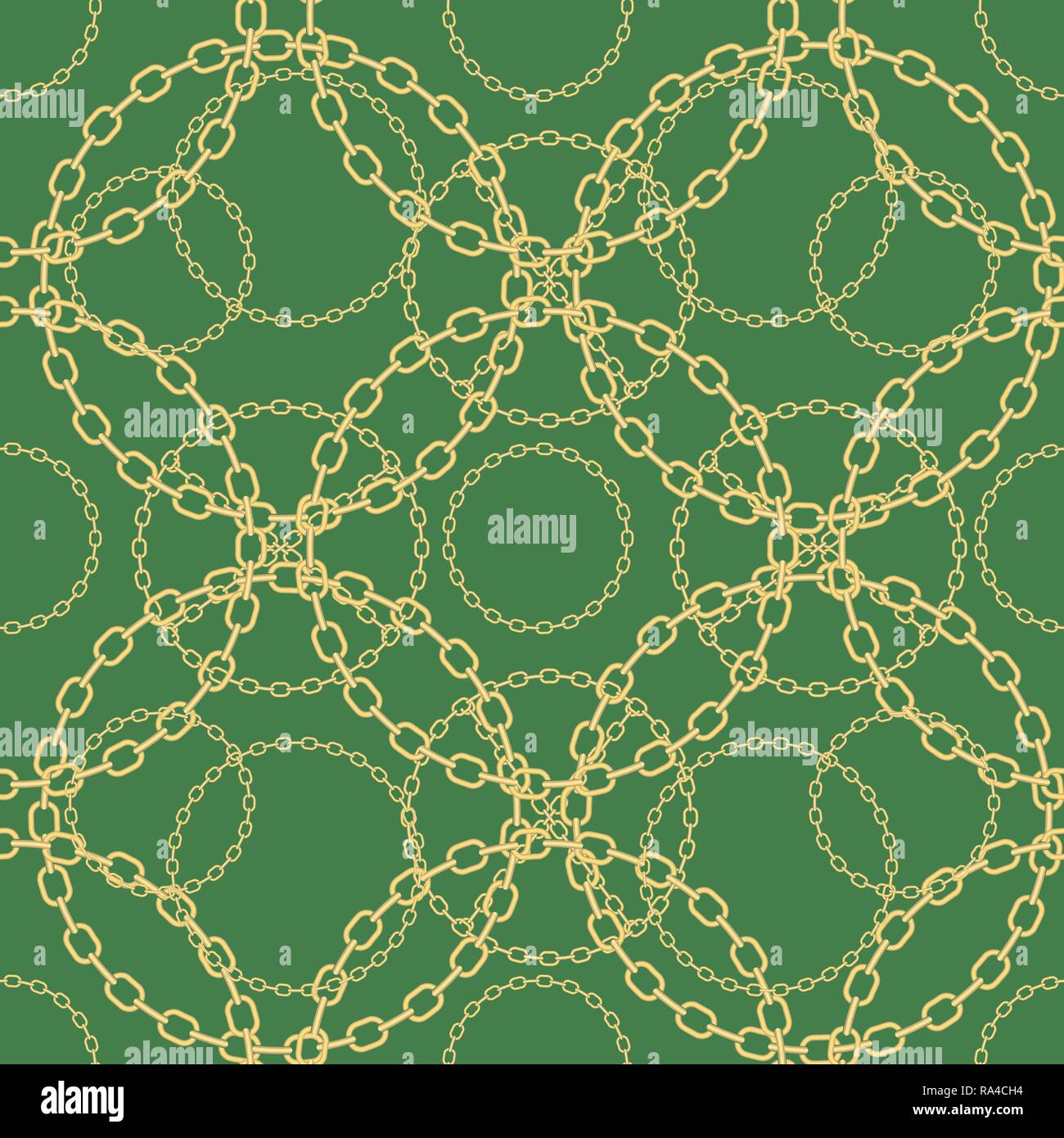 Golden chains on green background seamless pattern. eps10 Stock Vector ...