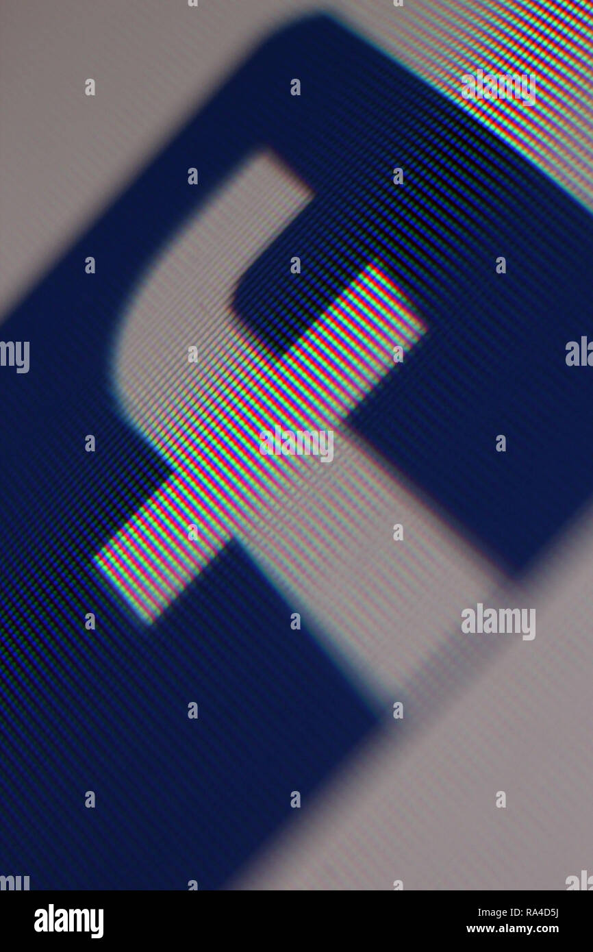 Facebook logo icon on screen, close-up Stock Photo - Alamy