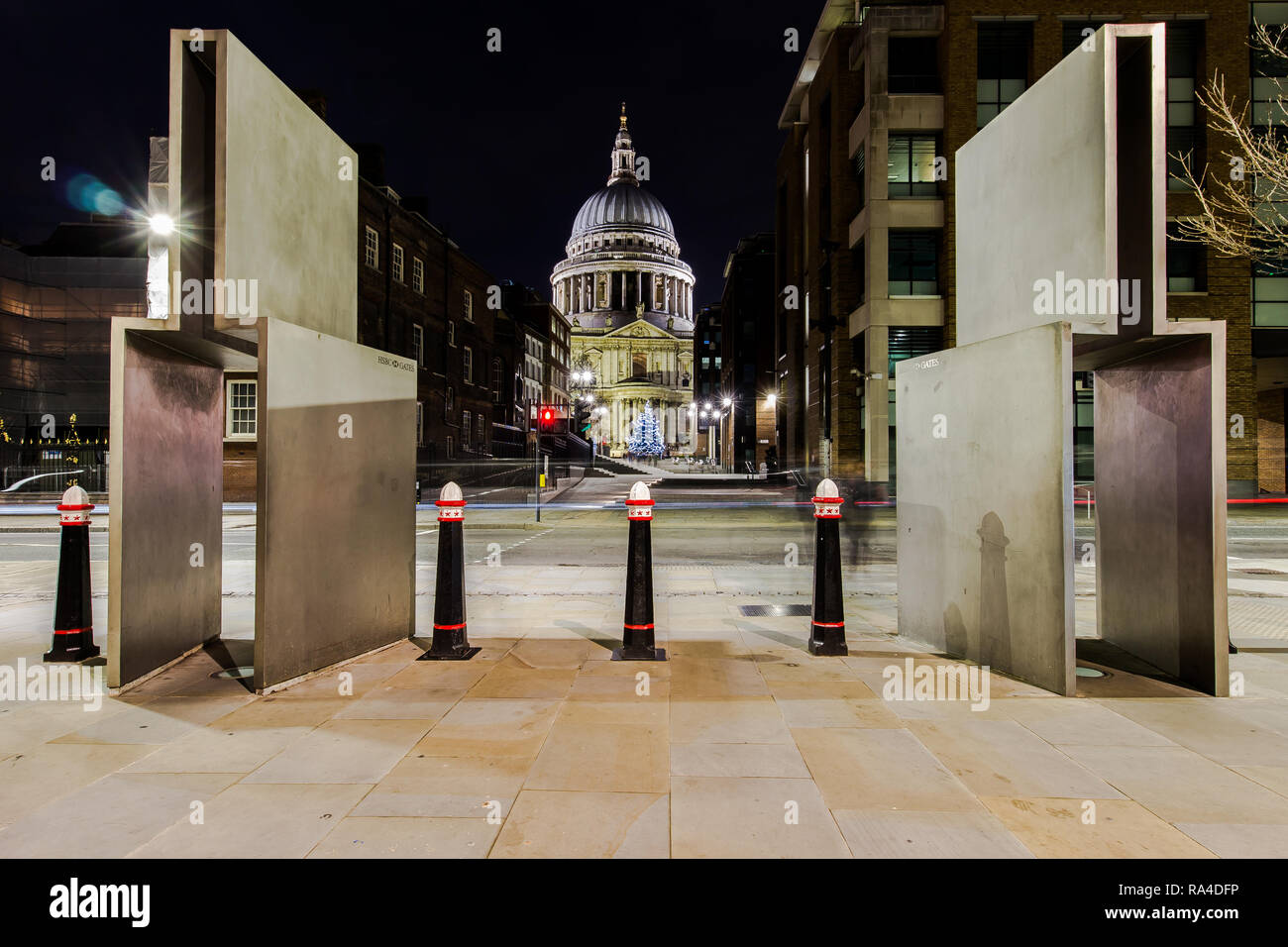 St Pauls Cathedral, London,with HSBC gates and Christmas tree taken at ...