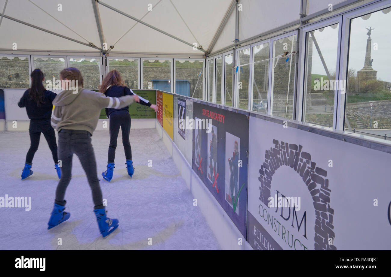 Families at a Christmas ice rink in Aberystwyth,Ceredigion,Wales Stock ...