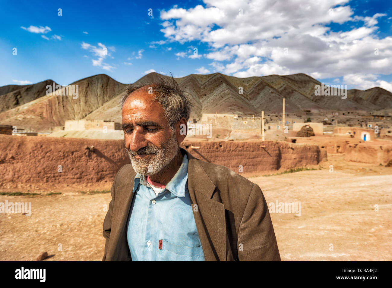 An old man rural portrait in a village located northwest Iran, Zanjan ...