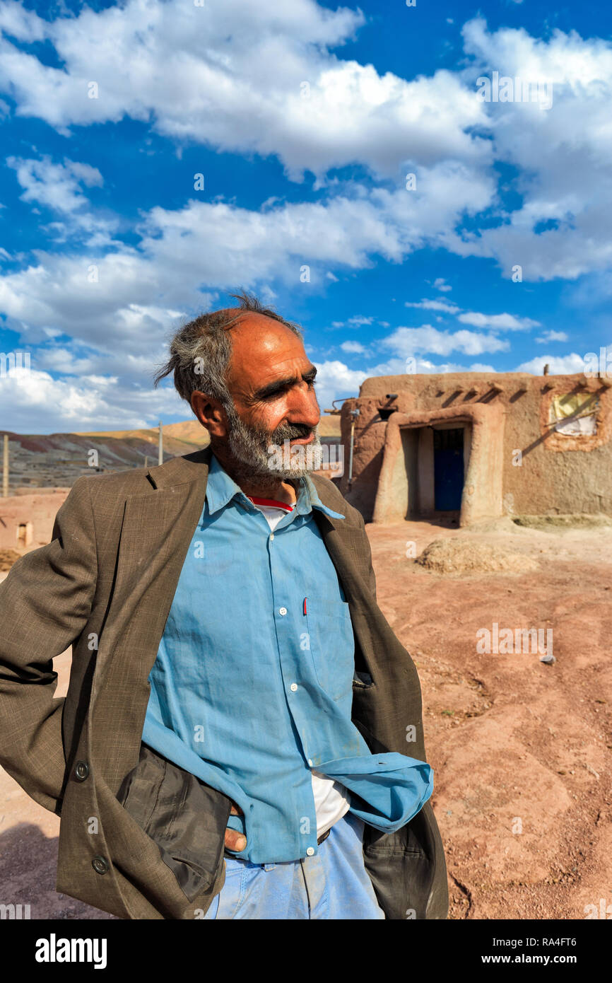 An old man rural portrait in a village located northwest Iran, Zanjan ...