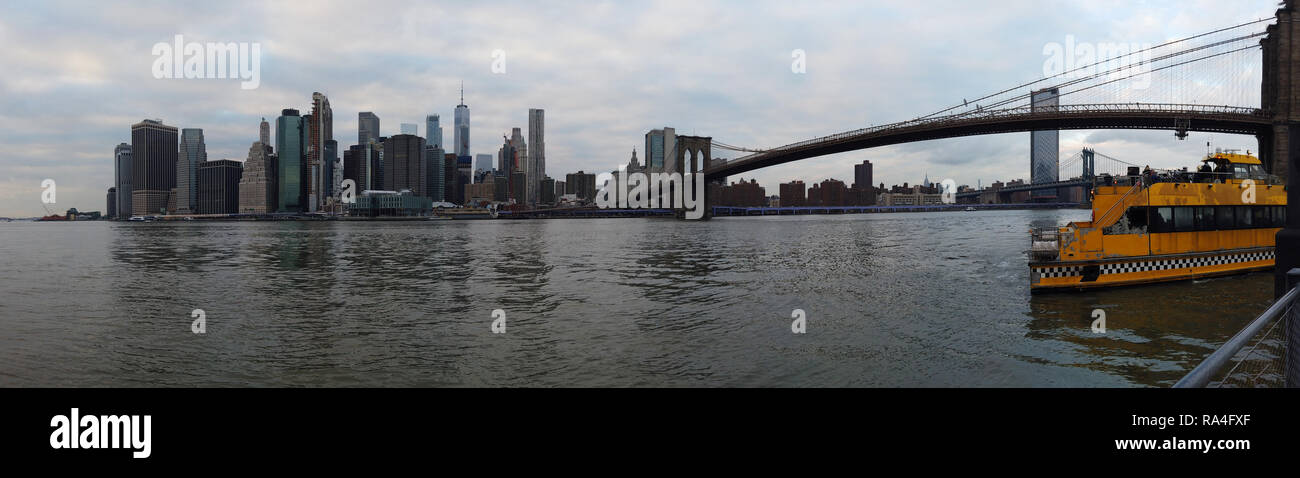 Brooklyn Bridge and the Lower Manhattan in New York City NYC USA Stock ...