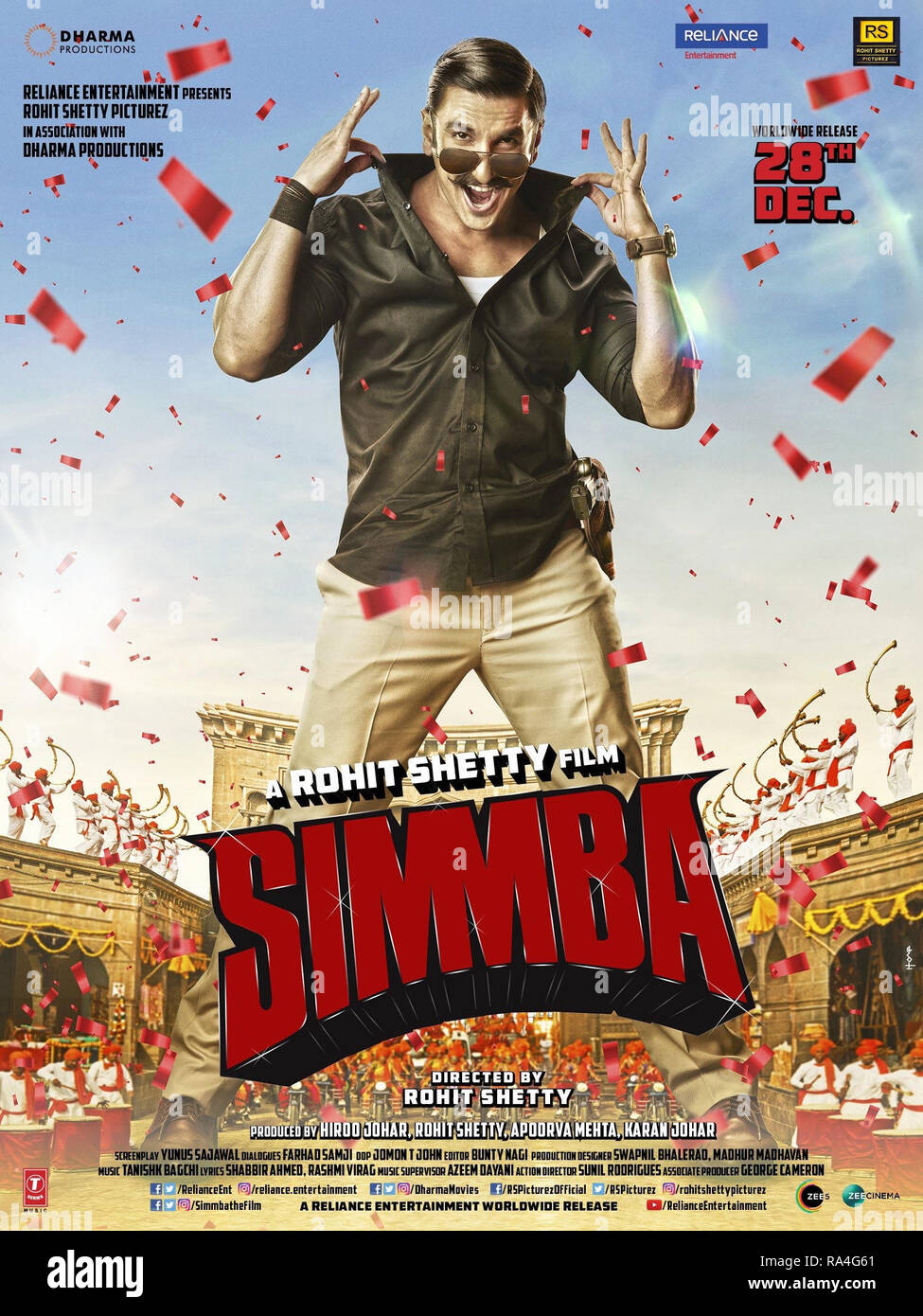 SIMMBA, Indian poster, Ranveer Singh, 2018. © Reliance Entertainment ...