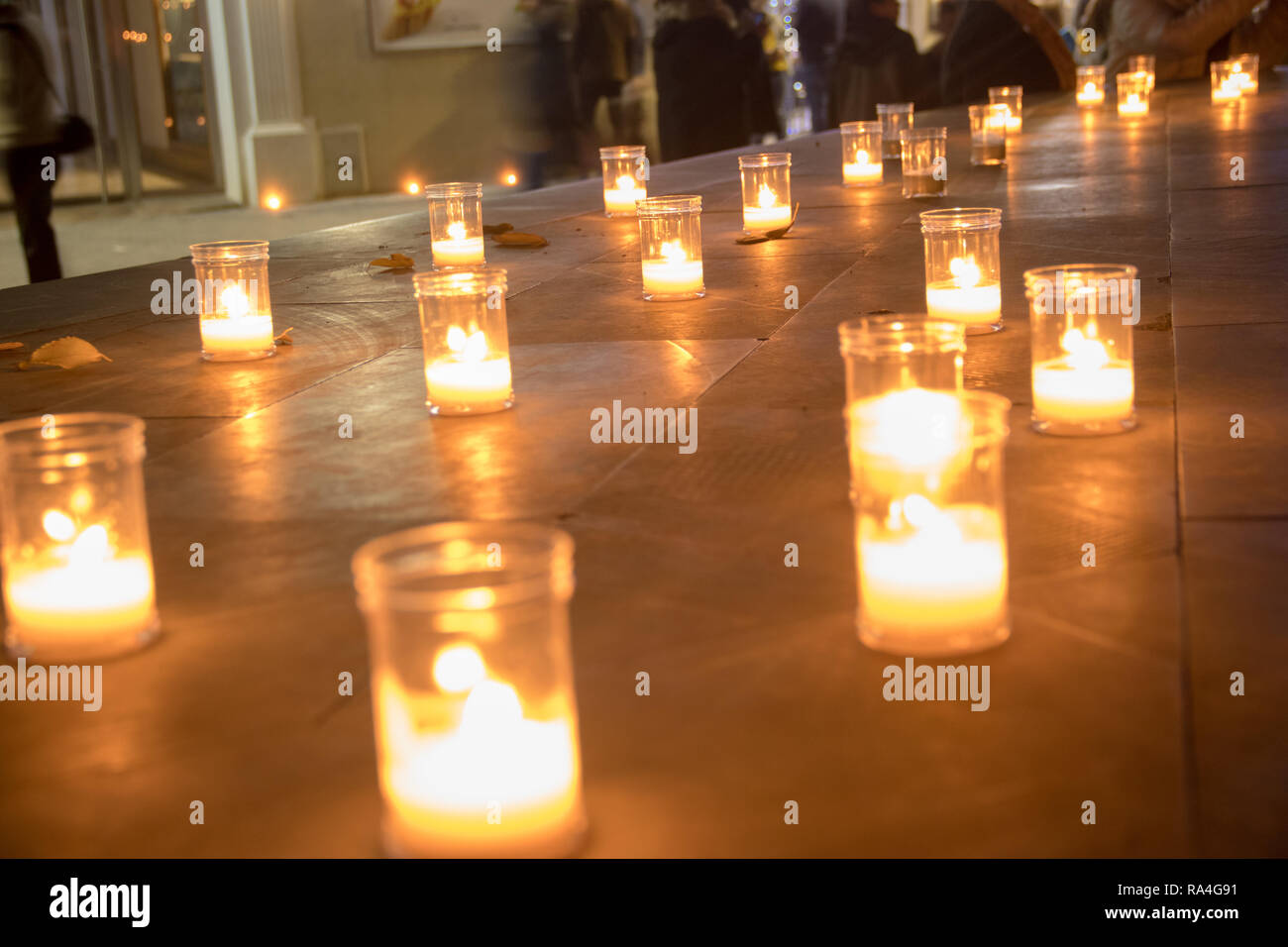 NIGHT PHOTOGRAPH OF THE NIGHT OF THE LIGHTS WITH THE STREET FULL OF ...