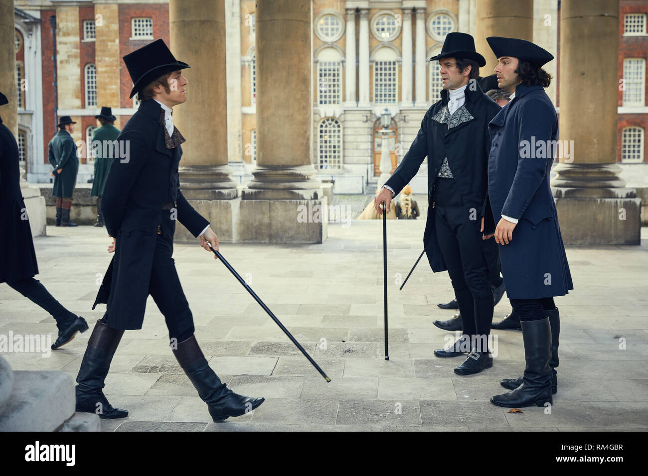 POLDARK, from left: Jack Farthing, John Hopkins, Aidan Turner, (Season ...