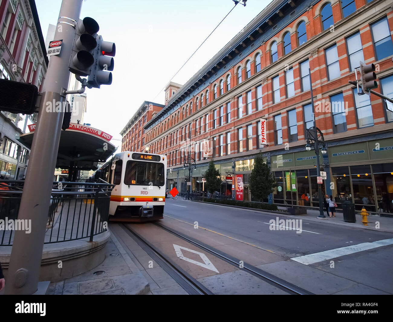 Denver, USA - October 12, 2010: Streets of Denver, Buildings and roads ...