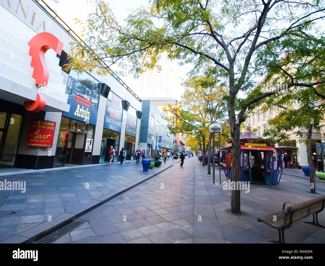 Denver, USA - October 12, 2010: Streets of Denver, Buildings and roads ...