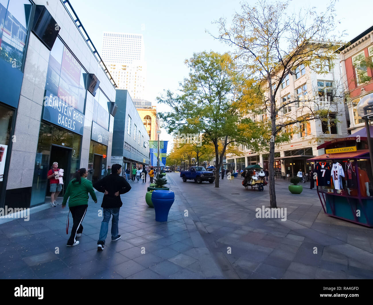 Denver, USA - October 12, 2010: Streets of Denver, Buildings and roads ...