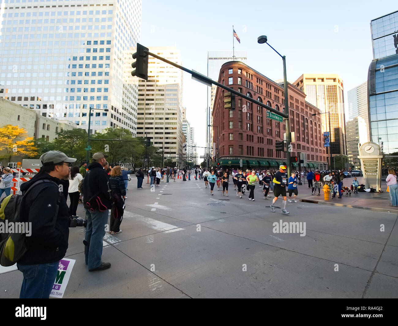Denver, USA - October 12, 2010: Streets of Denver, Buildings and roads ...