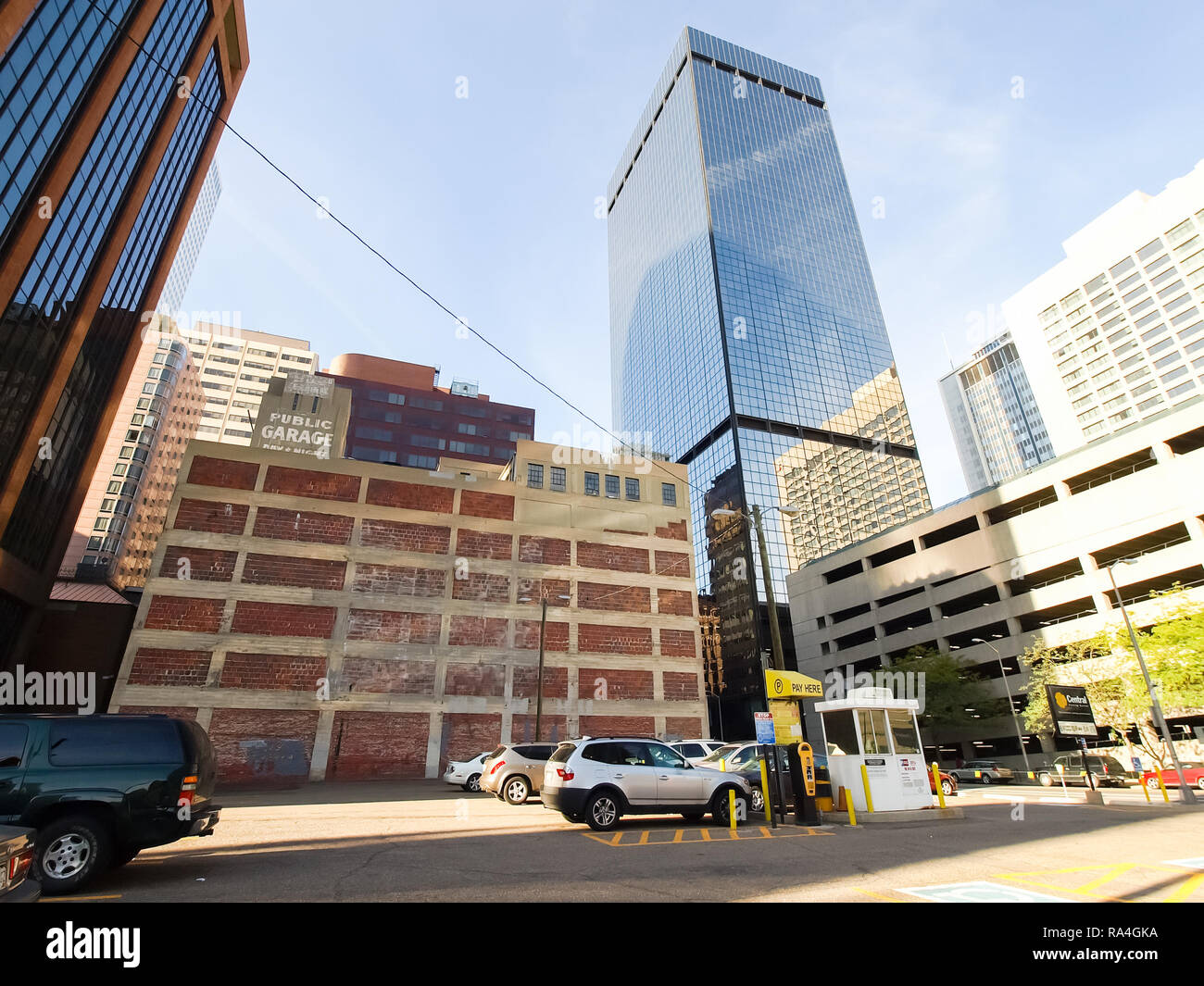 Denver, USA - October 12, 2010: Streets of Denver, Buildings and roads ...