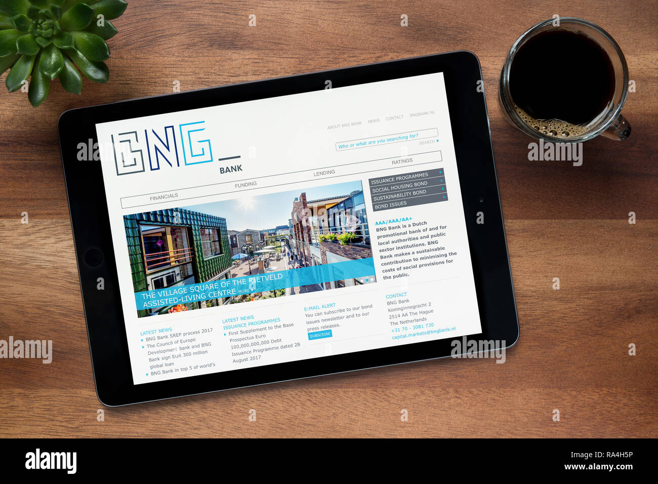 The website of Bank Nederlandse Gemeenten (BNG) is seen on an iPad ...