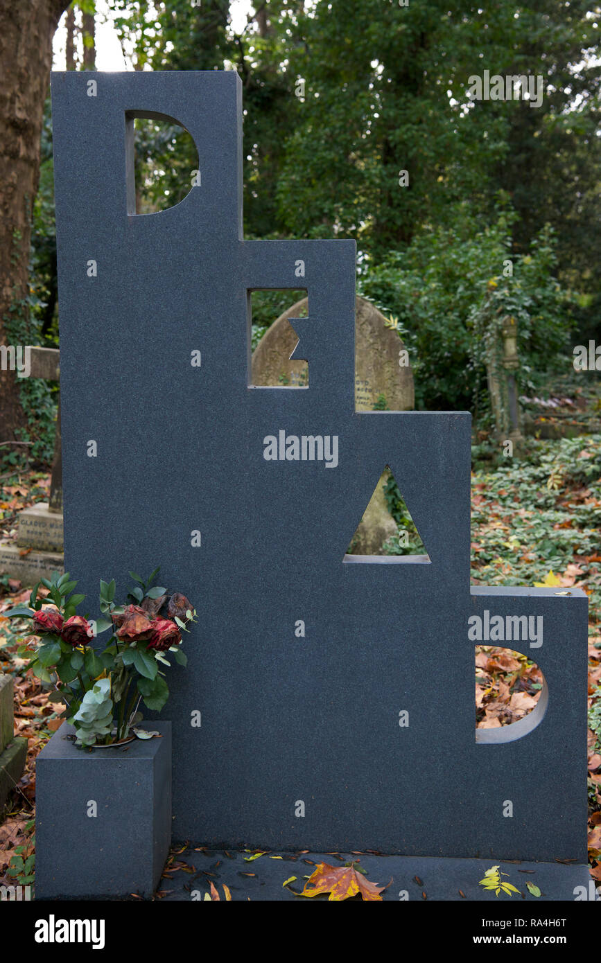 DEAD grave of Patrick Caulfield artist East Highgate cemetery London ...