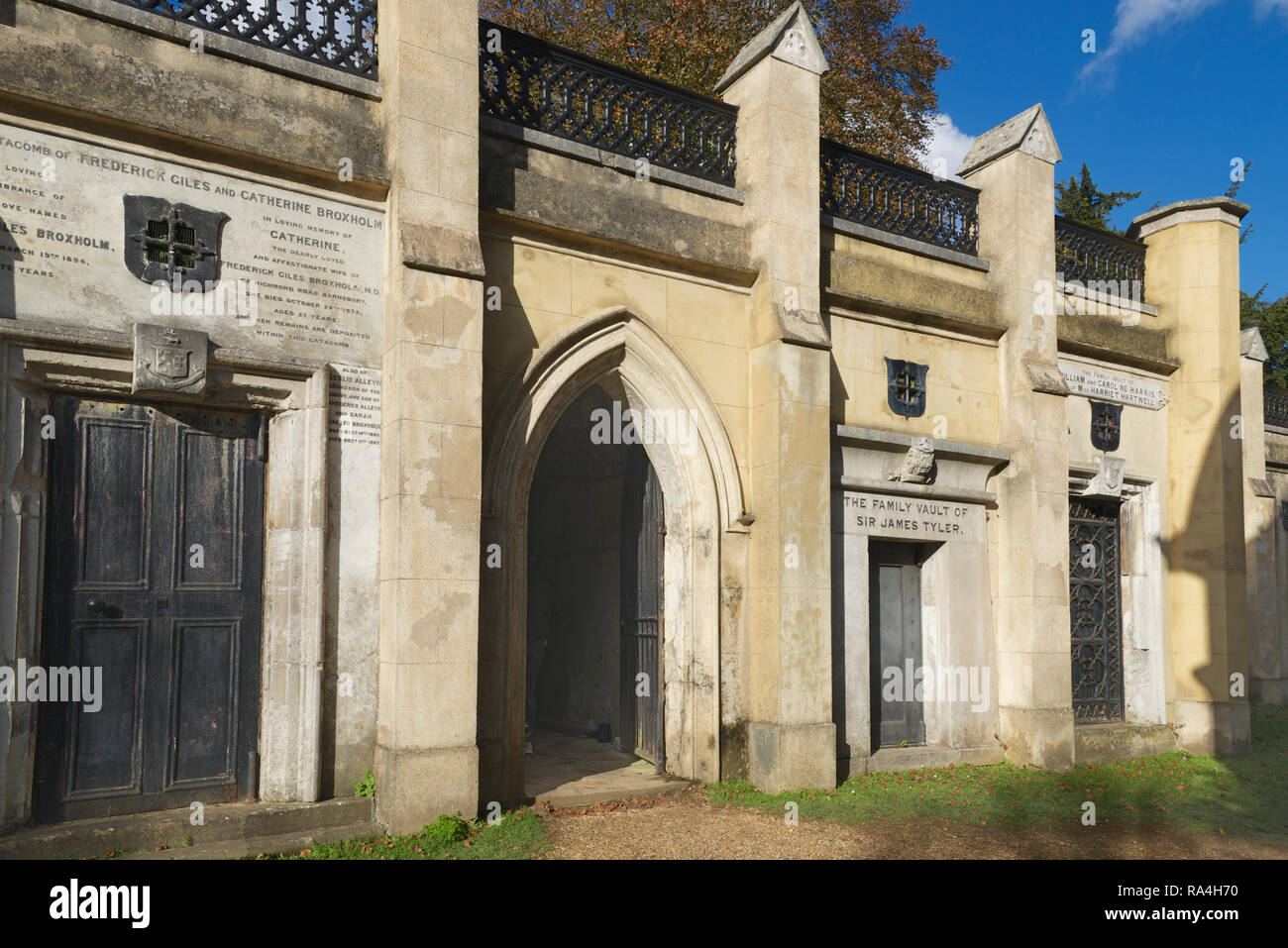 Entrance to catacombs West Highgate cemetery London England Stock Photo ...