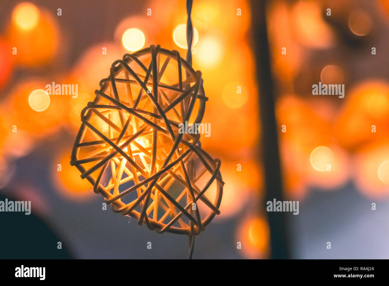 heart light bulbs fancy shape hang with glowing and lighting Stock ...