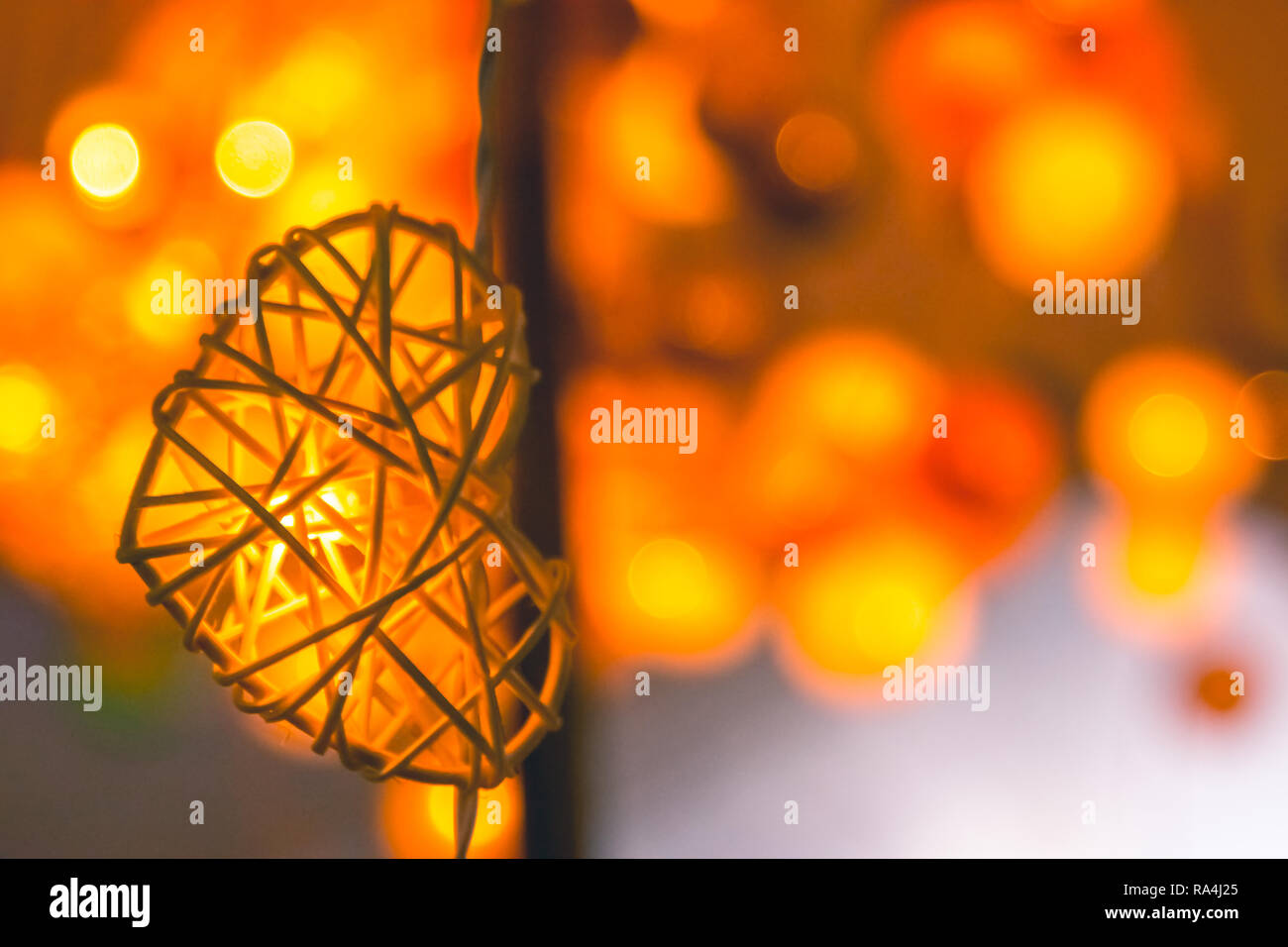 heart light bulbs fancy shape hang with glowing and lighting Stock ...