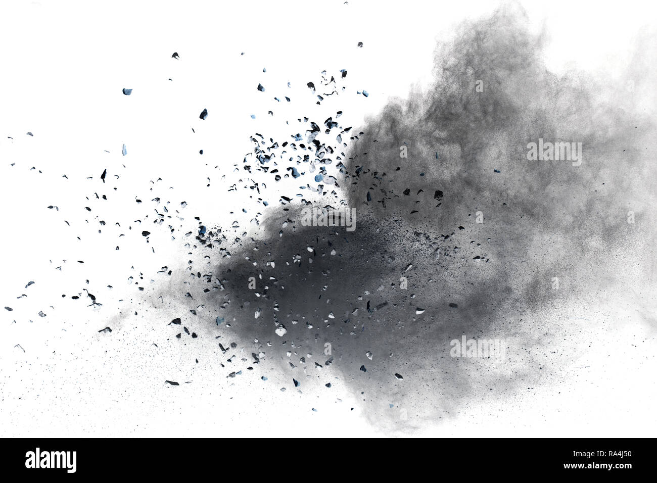 stones isolated on black background. Small granite rock stone fly ...