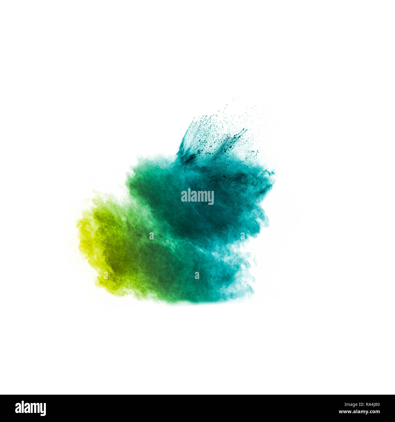 Multicolored powder explosion on white background. Colored cloud ...