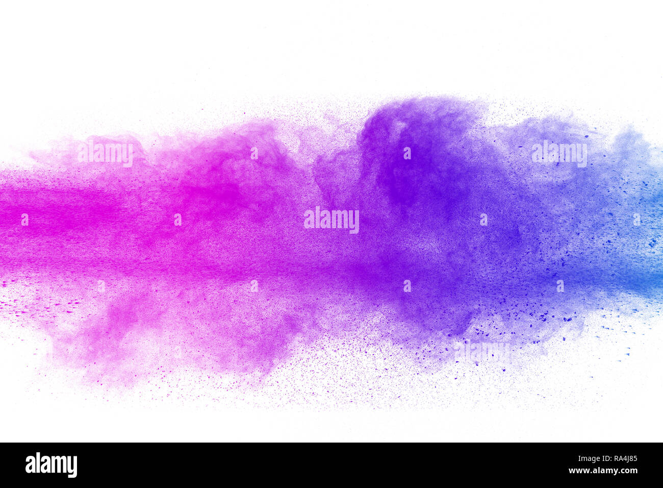 Multicolored powder explosion on white background. Colored cloud ...