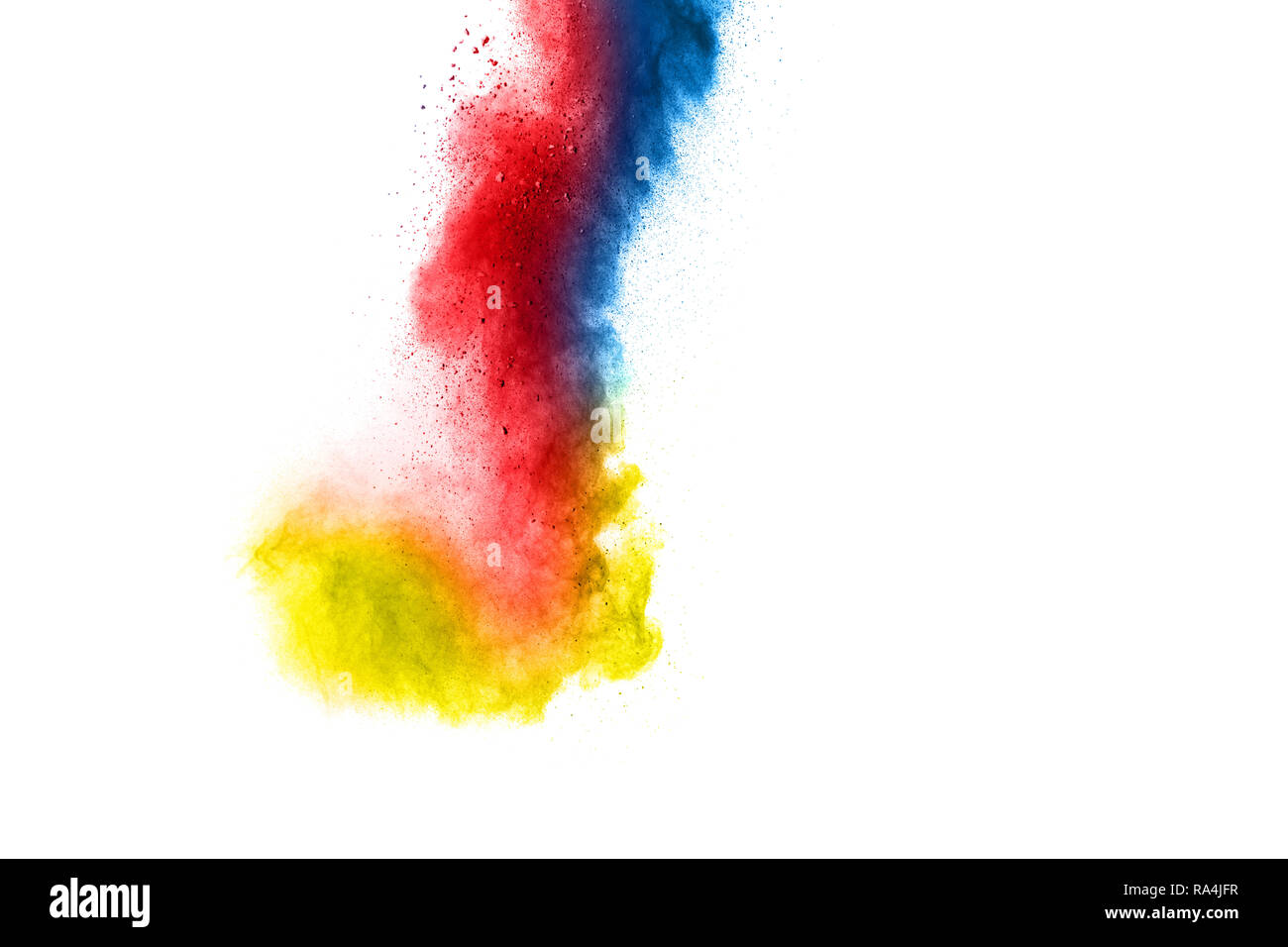 Freeze motion of colorful painted powder exploding on dark background ...