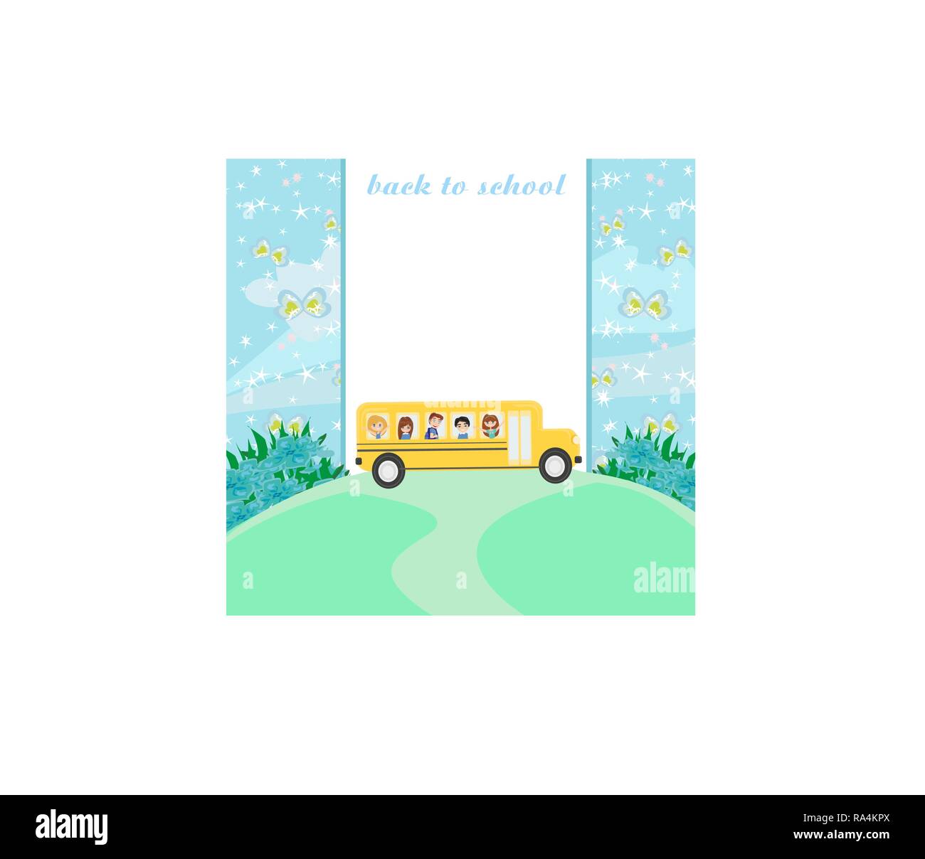 School bus with happy children Stock Vector Image & Art - Alamy