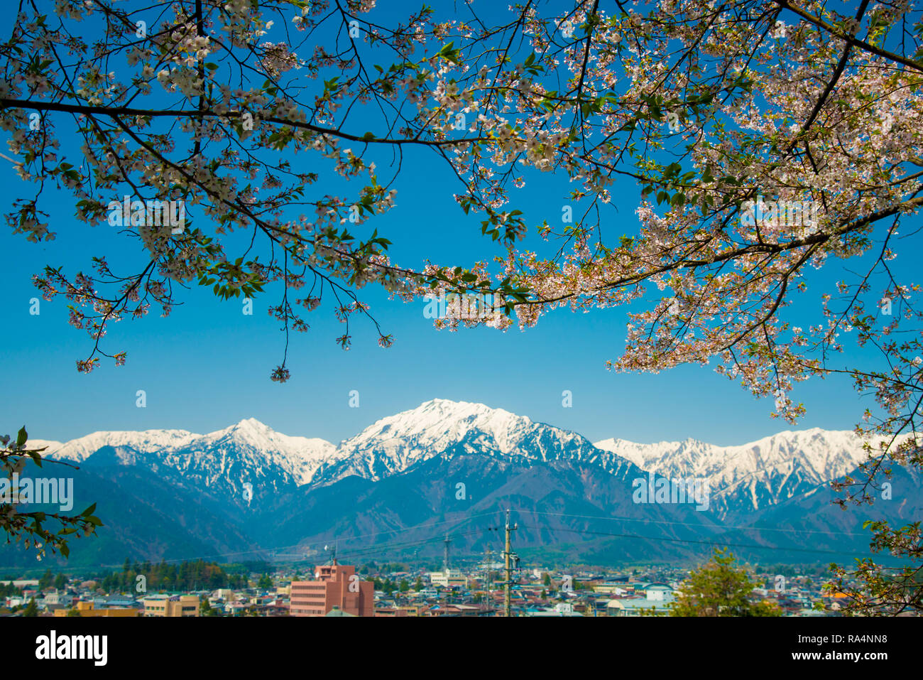 Japan Alps from Nagano side in Japan. Japan Alps is located between ...