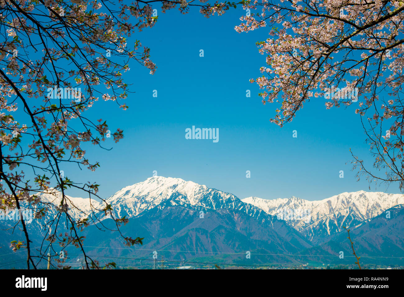 Japan Alps from Nagano side in Japan. Japan Alps is located between ...