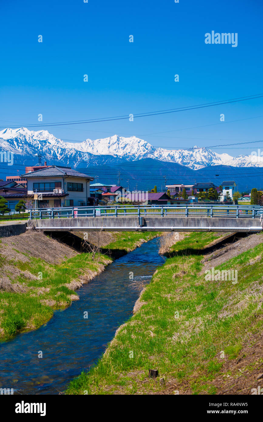 Japan Alps from Nagano side in Japan. Japan Alps is located between ...