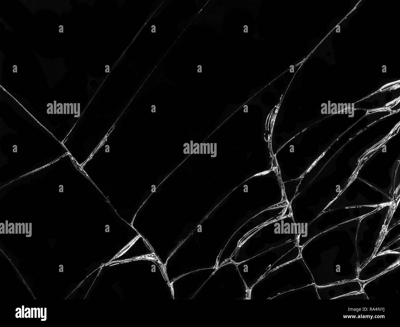 Cracked glass texture on black background. Isolated realistic cracked glass effect Stock Photo ...