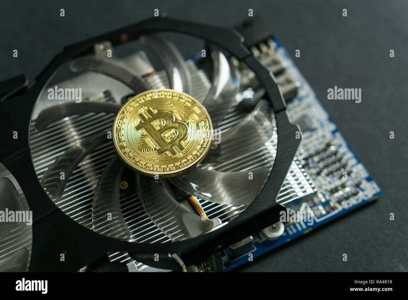 Bitcoin coin on GPU, Cryptocurrency Mining Using Graphic Cards Stock ...