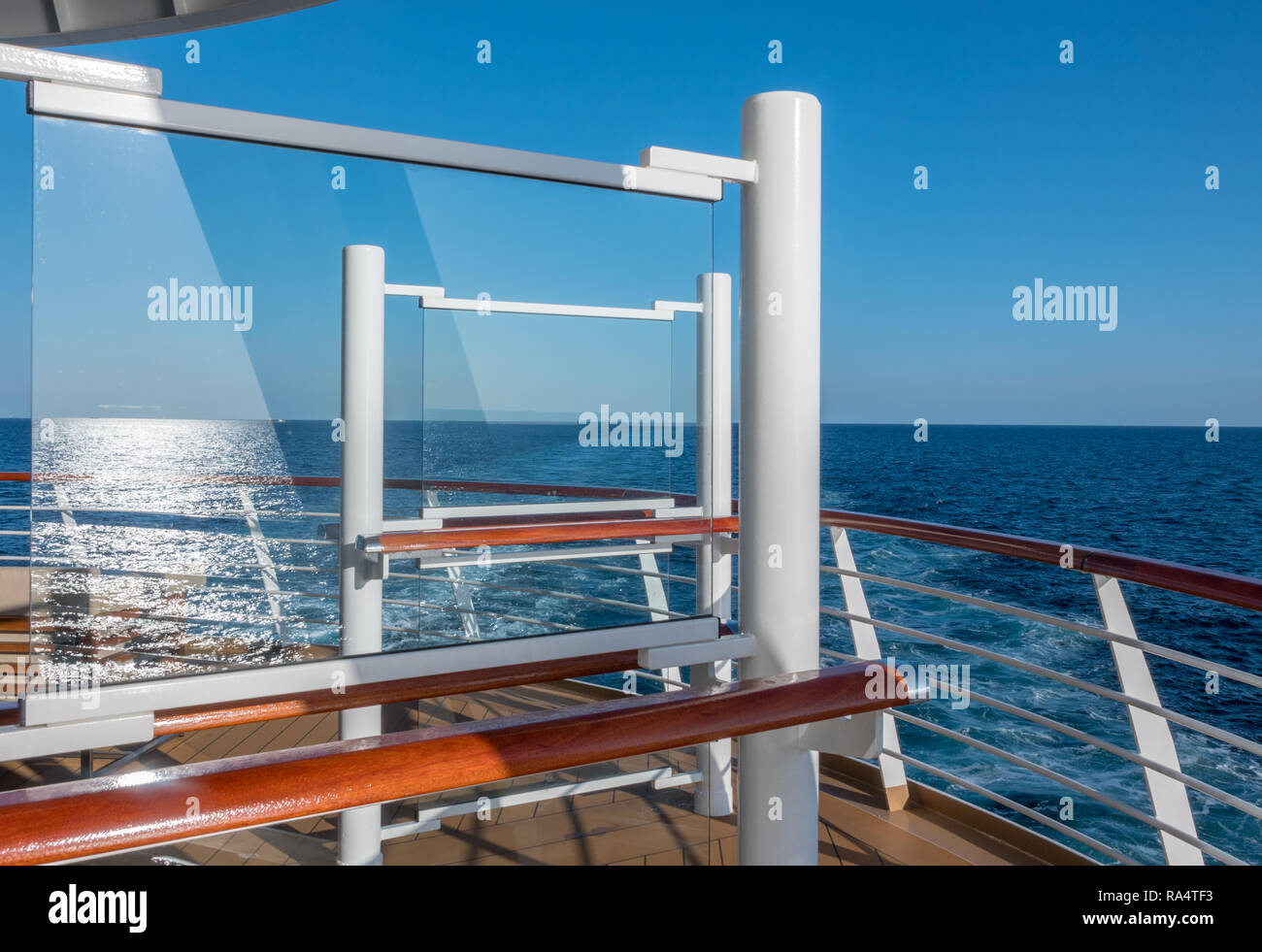 Walkway around the deck of modern cruise ship at sea Stock Photo - Alamy